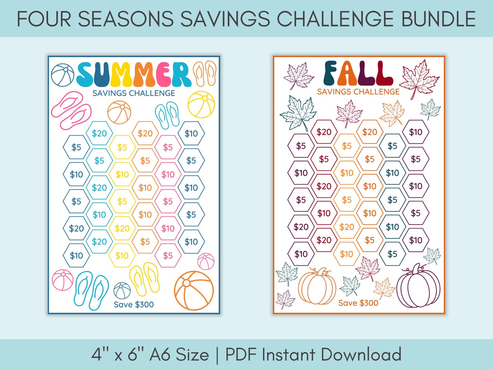 Four Seasons Savings Challenge Bundle | Printable Tracker (PDF) - Etsy