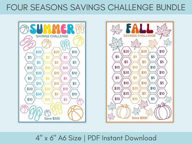 Four Seasons Savings Challenge Bundle | Printable Tracker (PDF) - Etsy