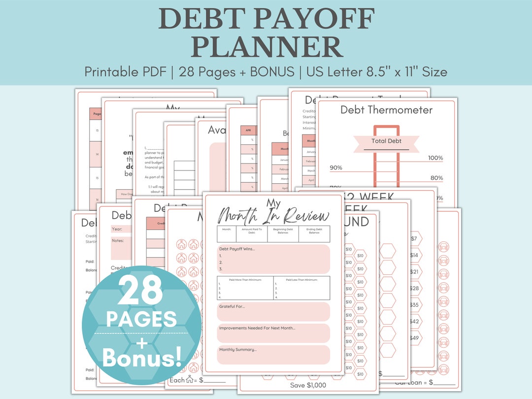 Debt Payoff Planner Debt Payoff Tracker Printable PDF Instant Digital ...