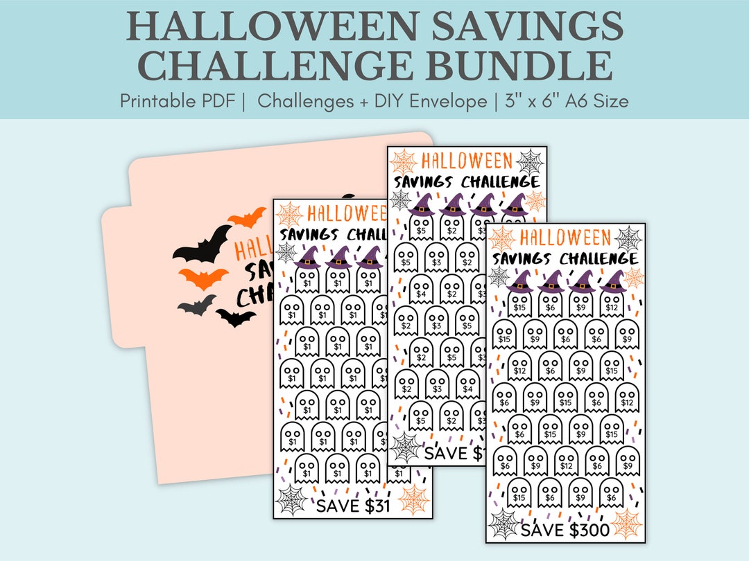 Halloween Savings Challenge Bundle & Cash Envelope A6 Mini - Etsy