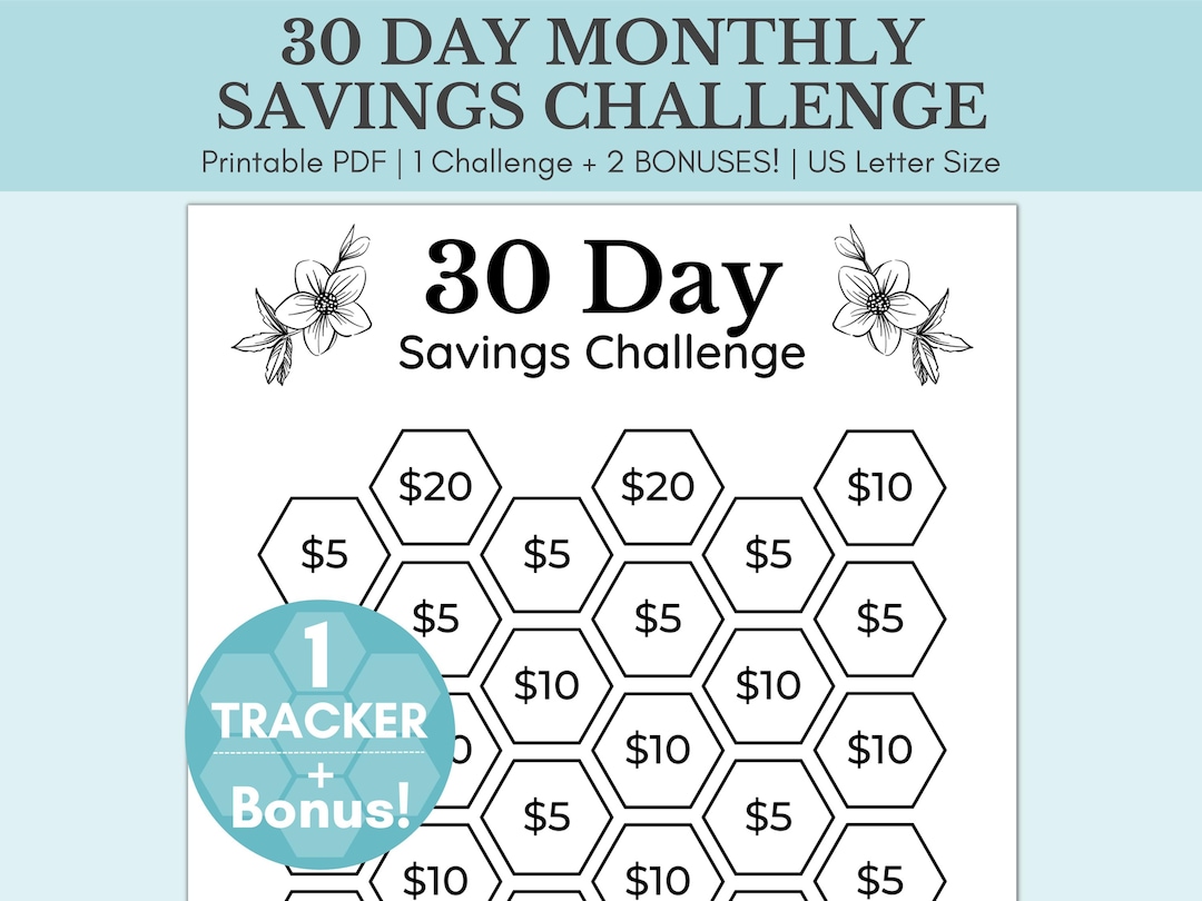 30 Day Savings Challenge Printable | Money Tracker, DIY Cash Envelope ...