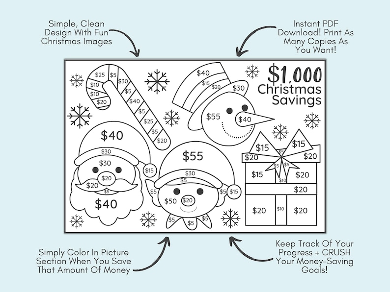 Christmas Savings Tracker Bundle, 1000 Christmas Savings Challenge ...