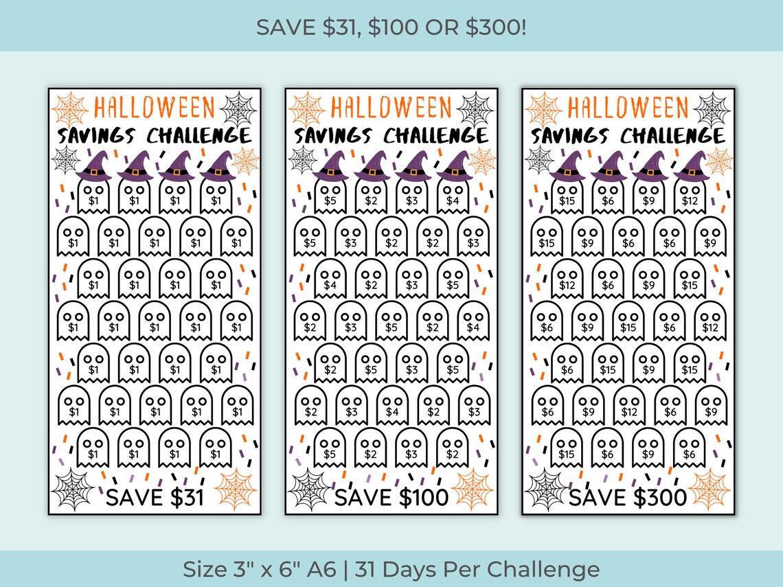 Halloween Savings Challenge Bundle & Cash Envelope A6 Mini - Etsy