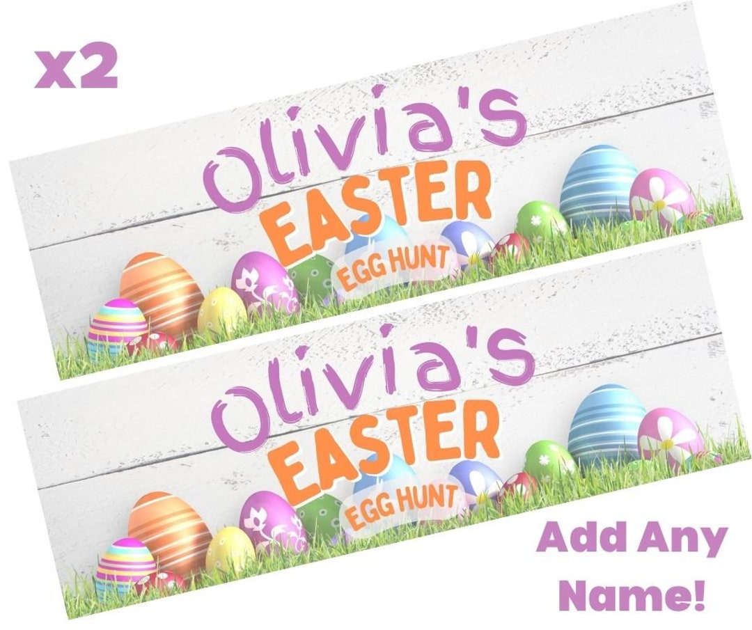 2 X Personalised Easter Egg Hunt Banners Posters 900x300 ADD ANY NAMES ...