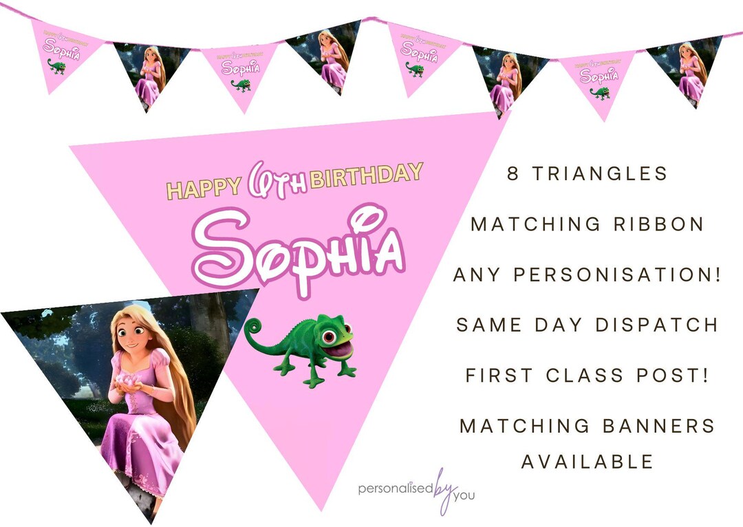 Personalised RAPUNZEL Theme Birthday Baby Shower Party Banner ...