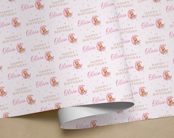 Personalised Birthday Wrapping Paper Pastel Pink Wrap Pastel Birthday ...