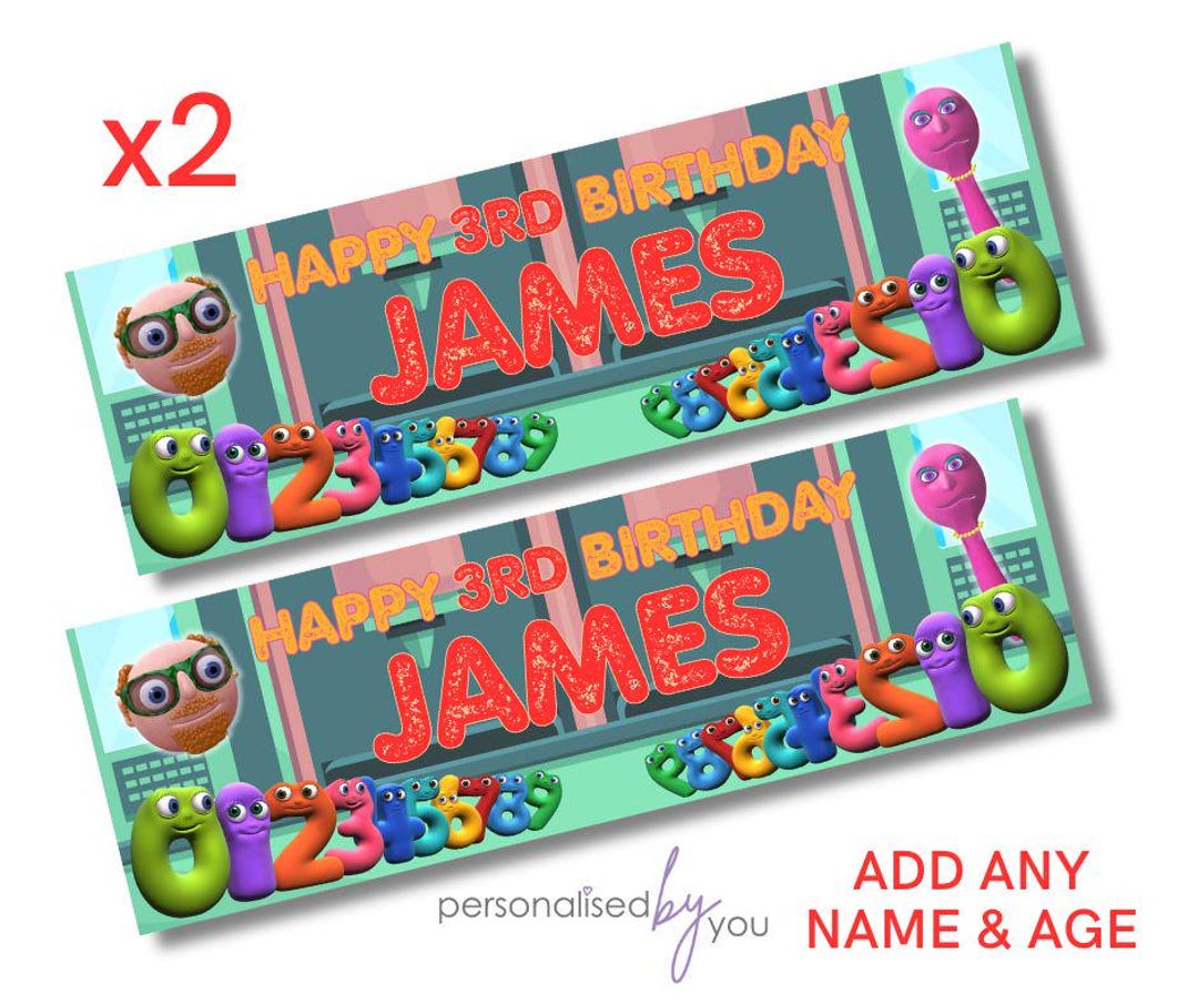 2 X Personalised NUMBERJACKS Theme Banners LARGE Kids Party Poster Free ...