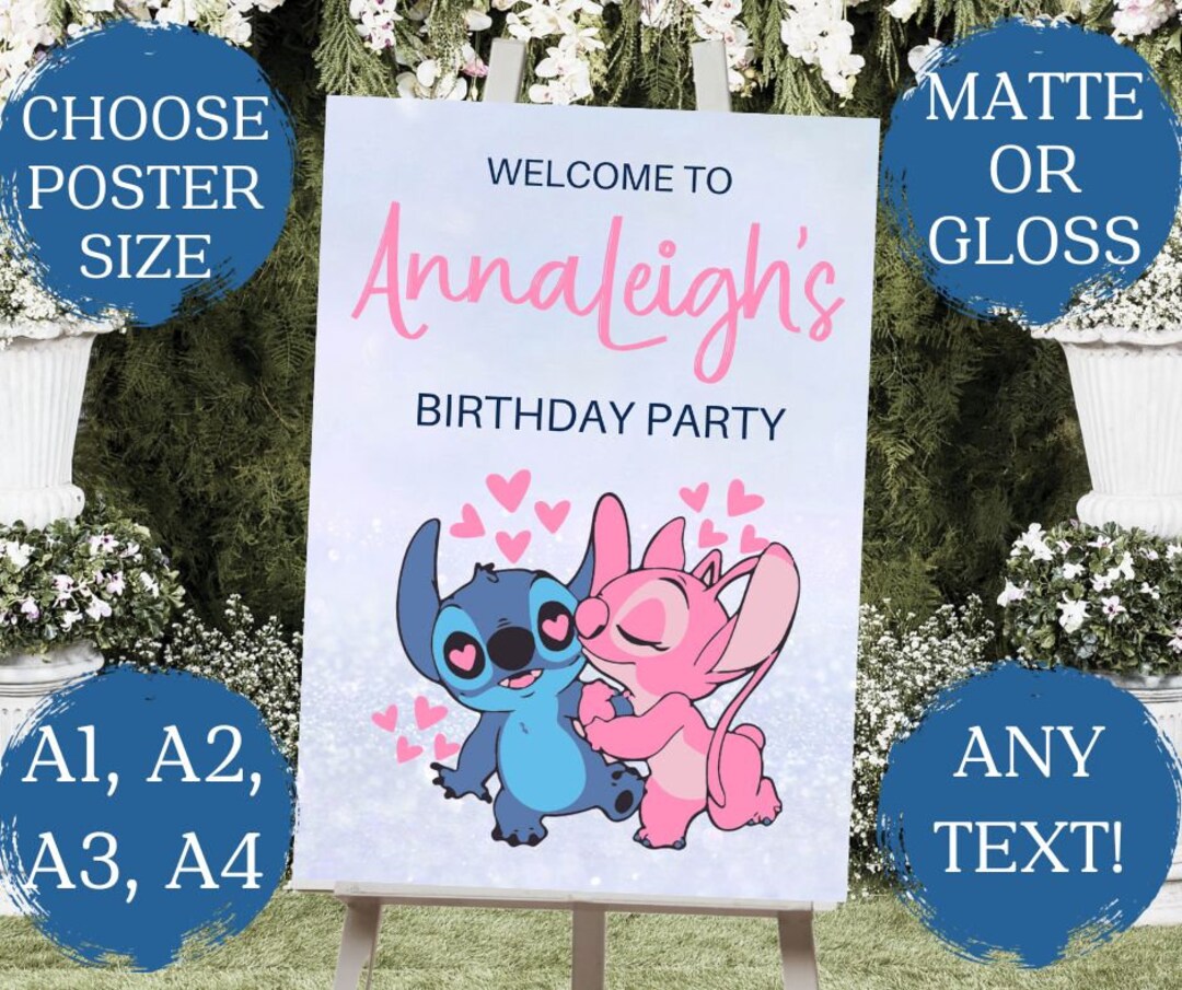 Personalised Disney LILO & STITCH Party Sign Poster Banner ANY Names A1 ...