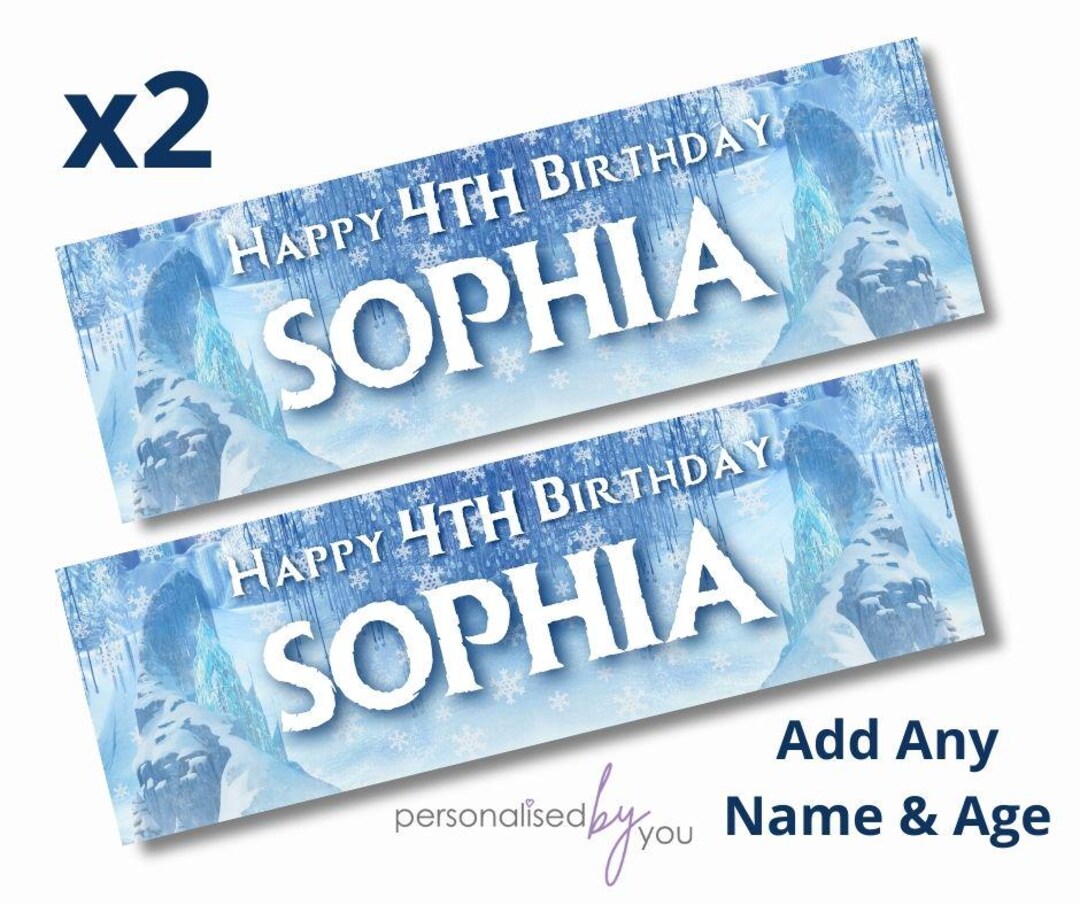 2 X Personalised Frozen Ice THEME Birthday Banners LARGE Kids Party ...