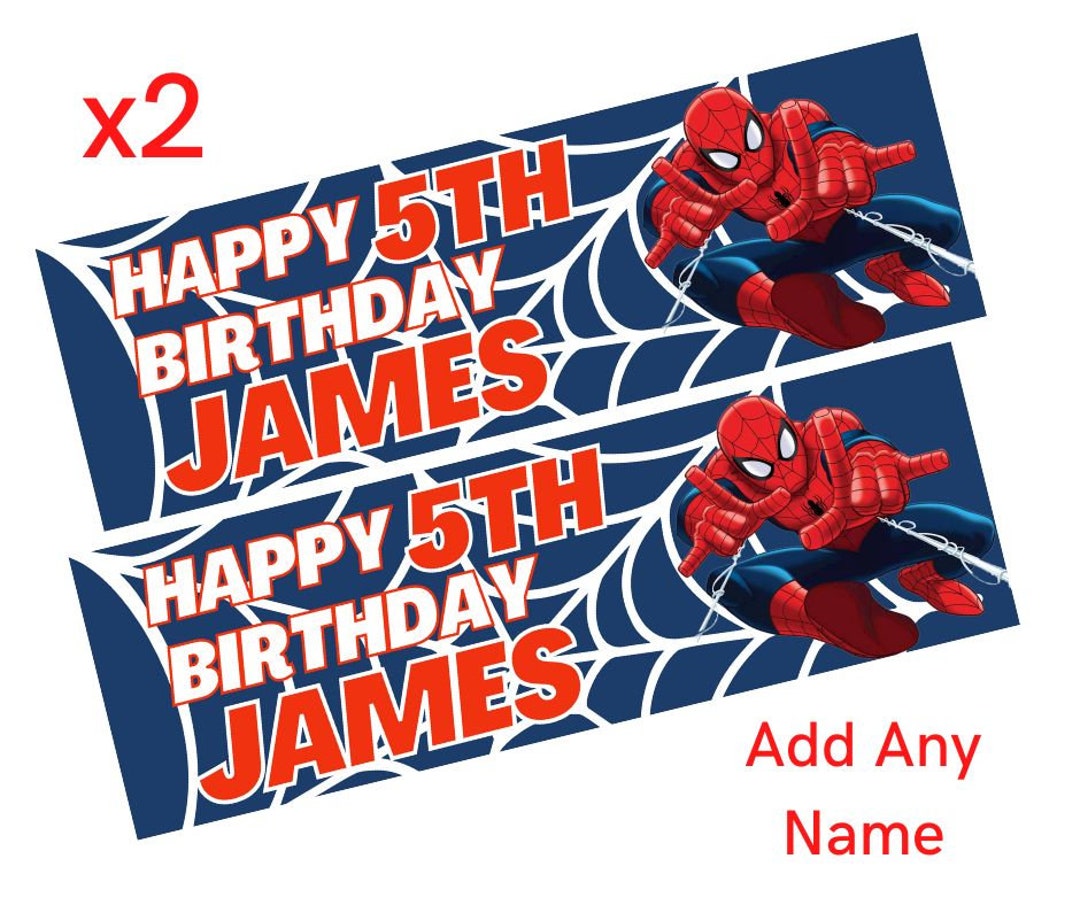 2 X Personalised Spider Man Banners LARGE Kids Party Poster Free ...