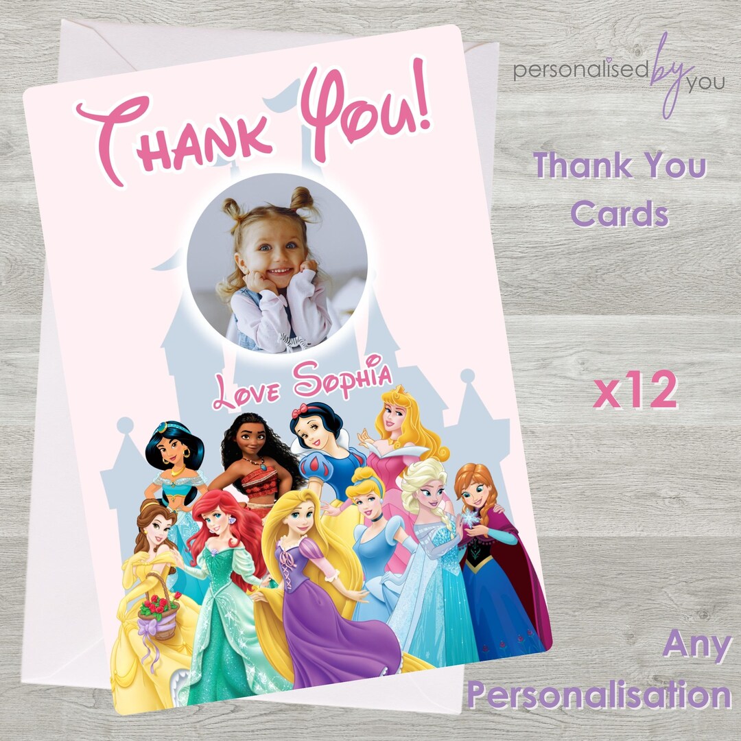 Personalised Photo Thank You Cards Flat or Folded Birthday Disney ...