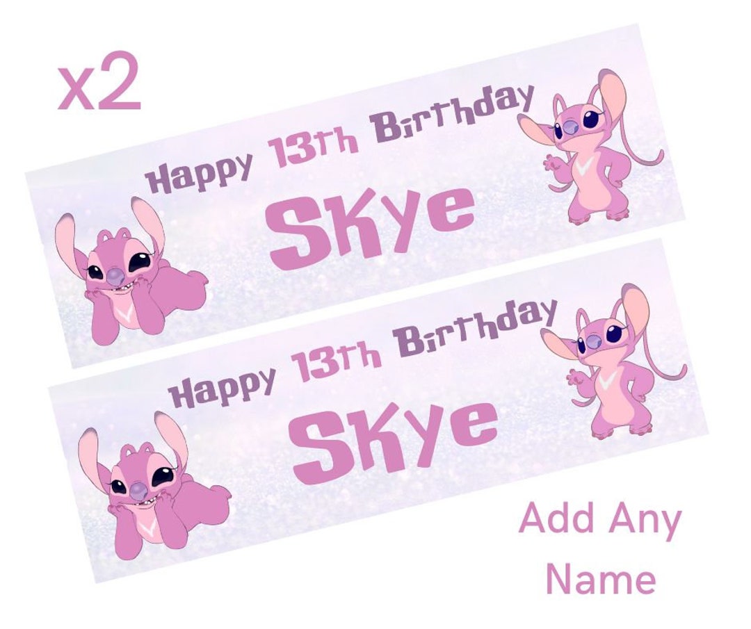 2 X Personalised Disney's Lilo & Stitch Birthday Banners LARGE Kids ...