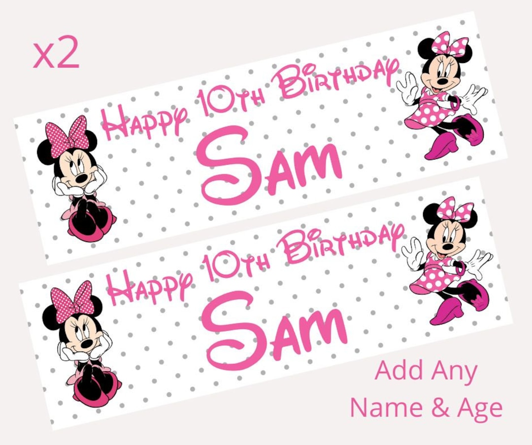 2 X Personalised Disney's MINNIE MOUSE Birthday Banners LARGE Kids ...