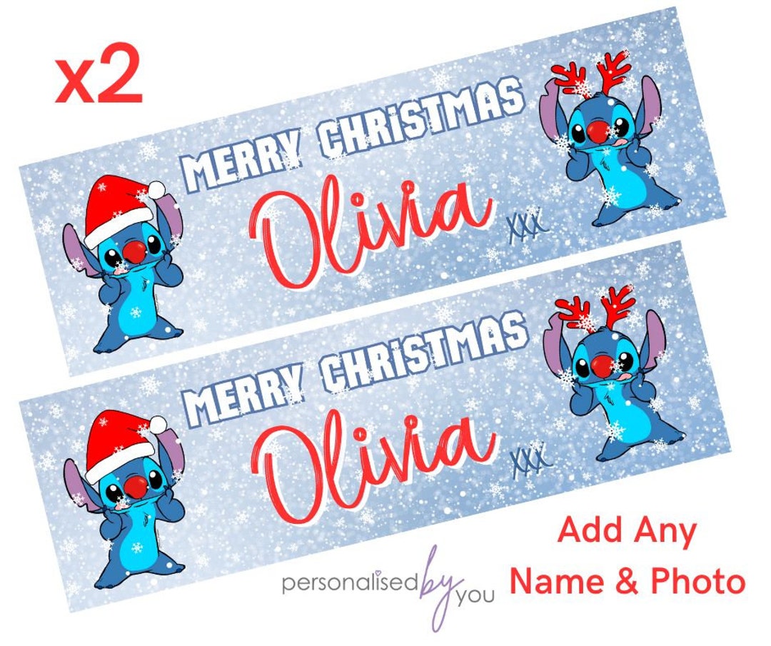 2 X Personalised Disney's Lilo & Stitch Angel CHRISTMAS Banners LARGE ...