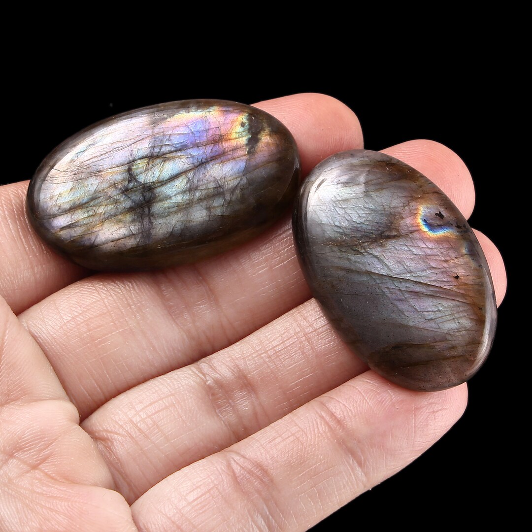 Rare Labradorite Oval Cabochon, Loose 2 Pcs Labradorite Gemstone, AAA ...
