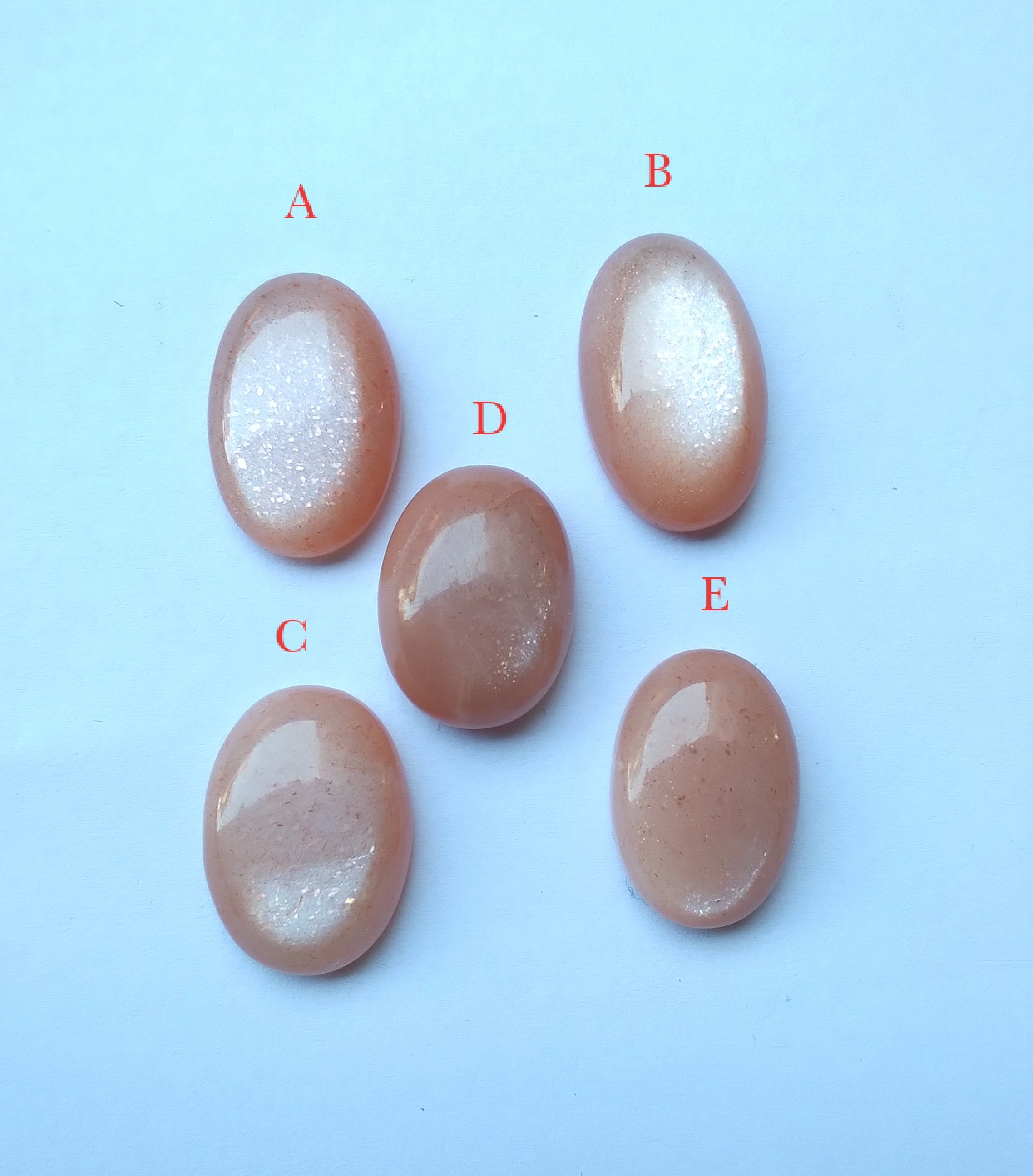 AAA+ 100% Natural Red Moon Stone Oval Gemstone. Cabochon Loose Sleep ...