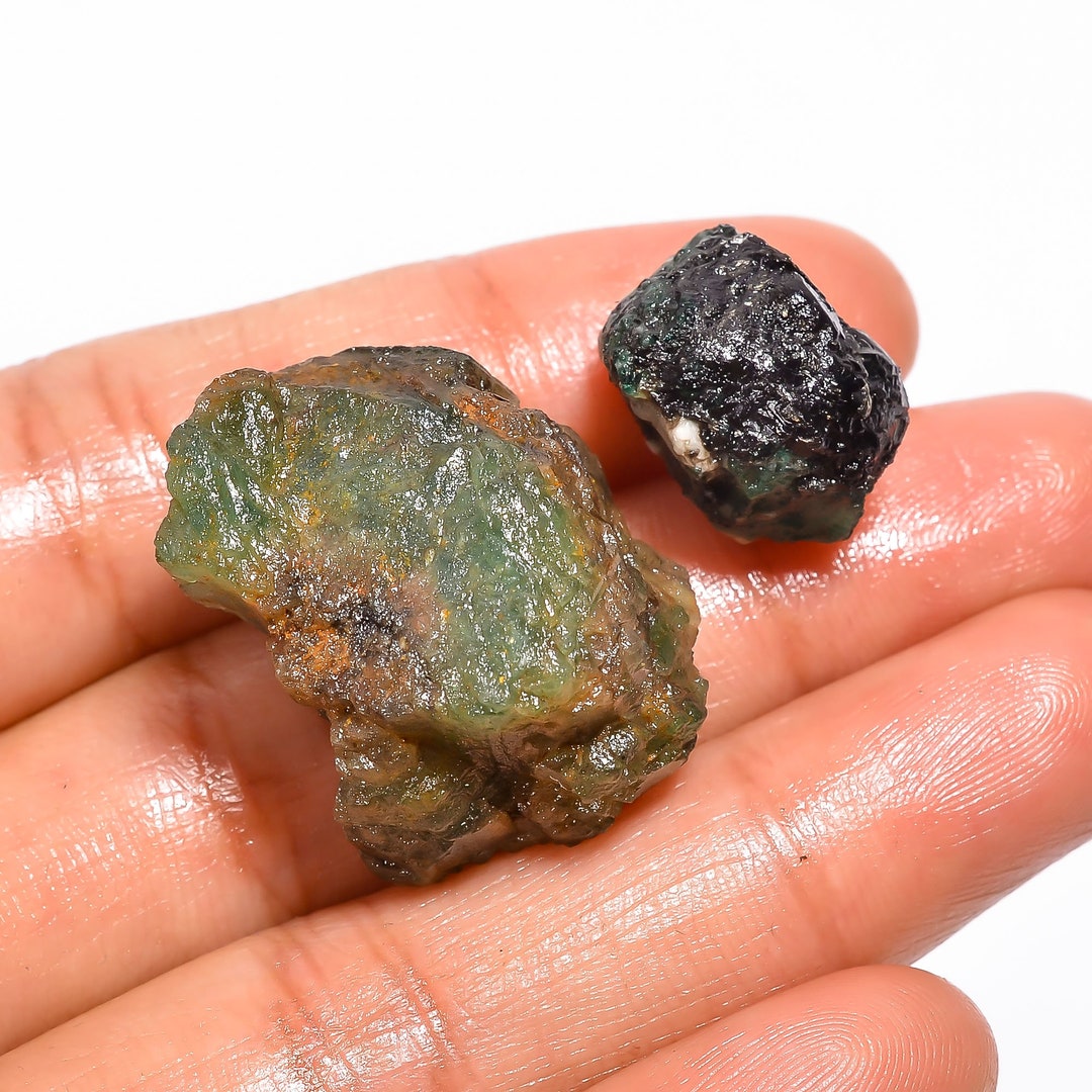 Emerald Crystal Emerald Rough Gemstone Natural Emerald 2 Pieces Emerald ...