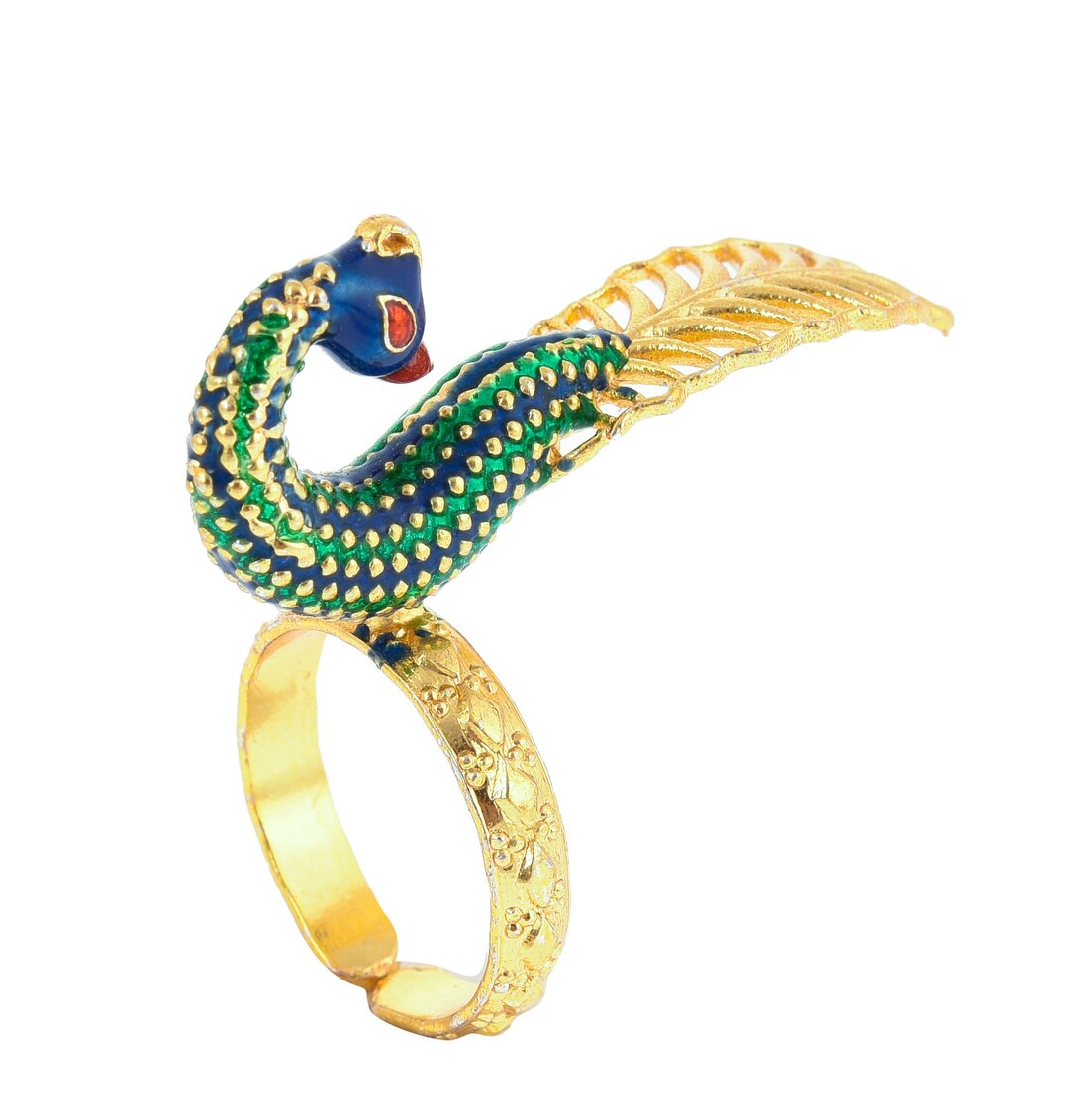 Mina Karigari Back Seeing Peacock Ring for Women, Traditional Ring, Free Size Ring for Women ...