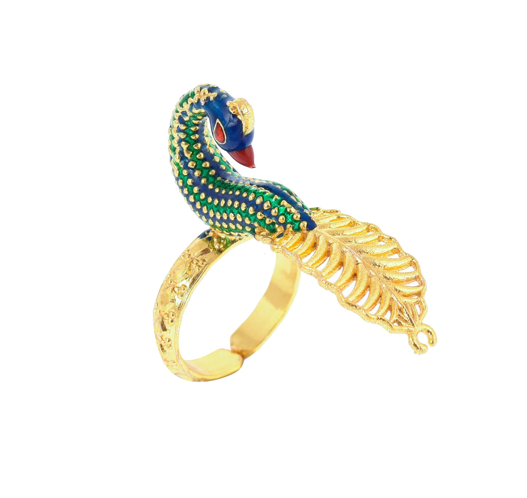 Mina Karigari Back Seeing Peacock Ring for Women, Traditional Ring ...