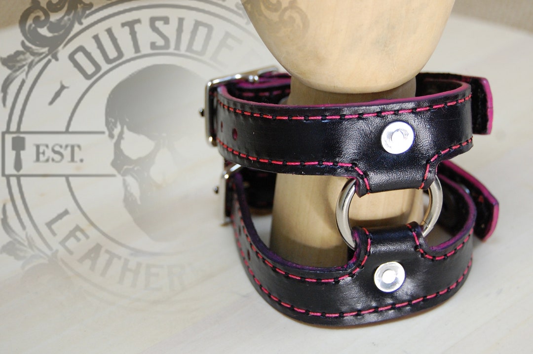 Pink & Black Discreet Restraint Leather Bracelet ,transformable Leather ...