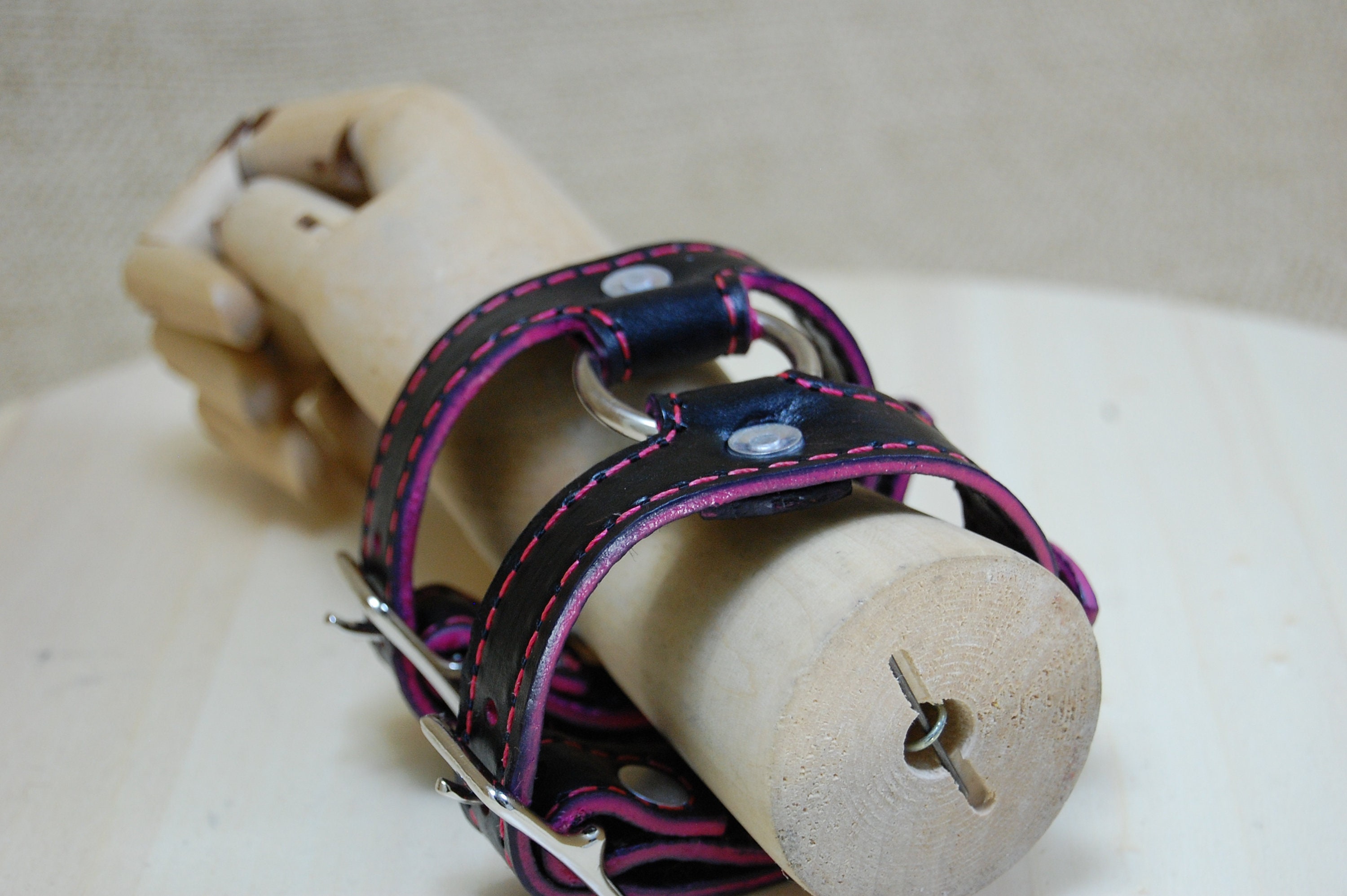 Pink & Black Discreet Restraint Leather Bracelet ,transformable Leather ...