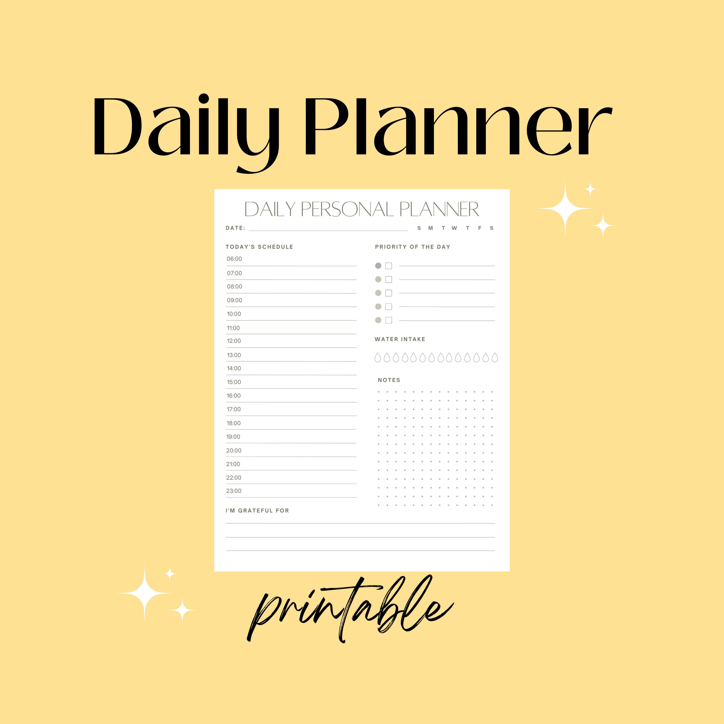 Daily Planner Printable// Timed Schedule Daily Planner// Digital ...