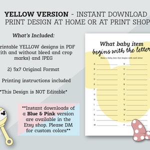 Yellow What Baby Item Baby Shower Game | Mickey Themed | Baby Shower ...
