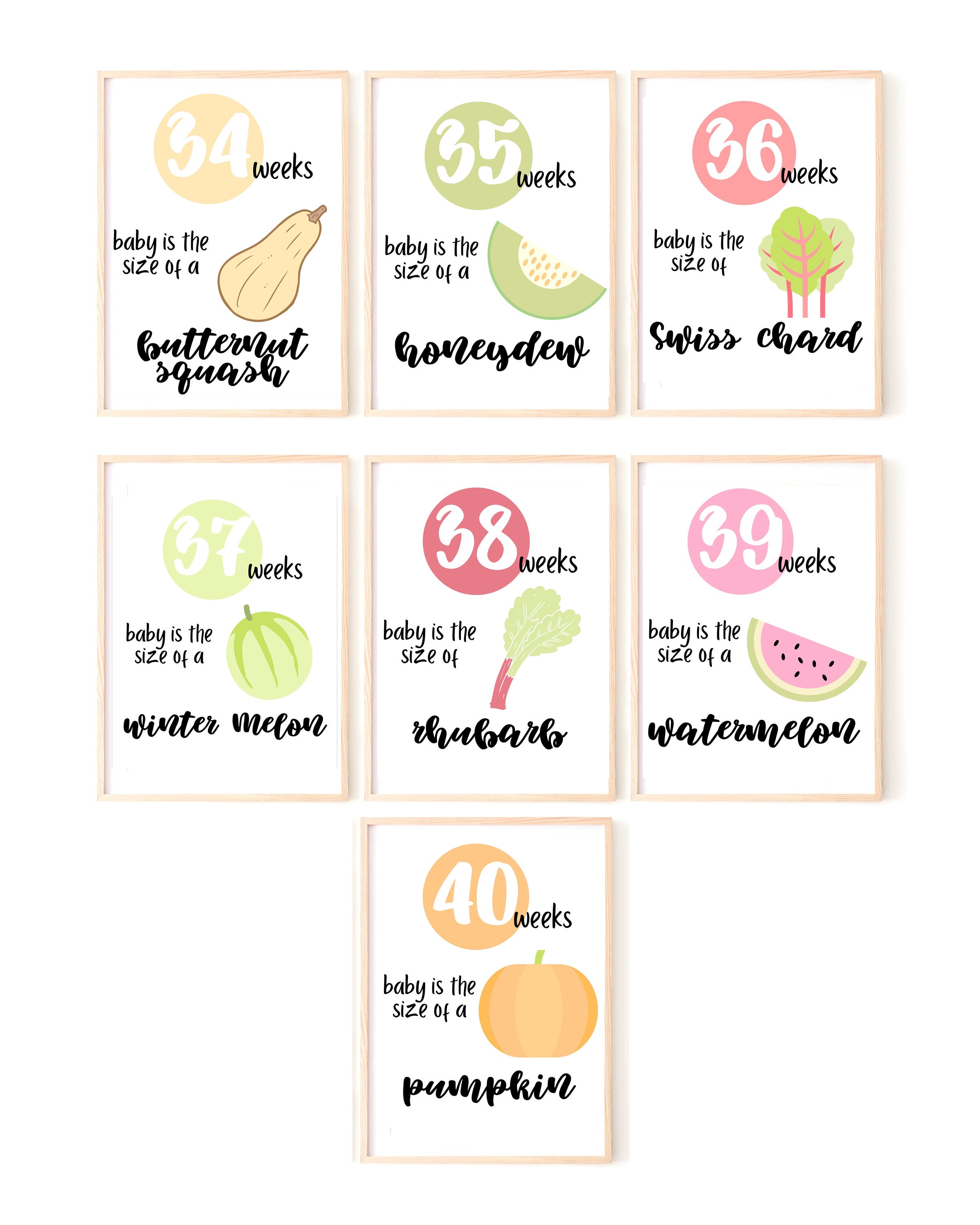 Baby Size Weekly Baby Bump Pregnancy Digital Prints Pregnancy | Etsy