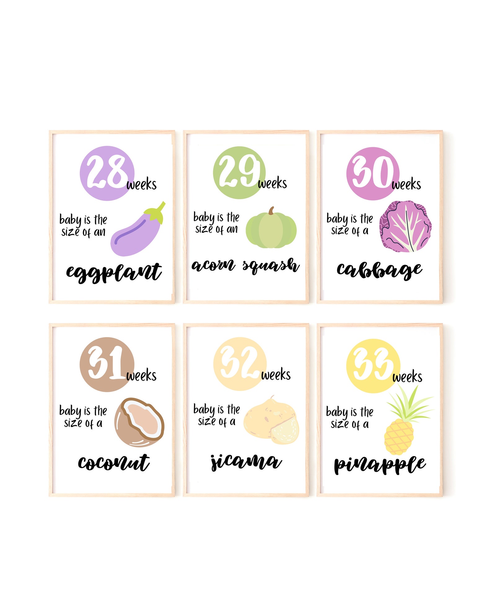 Baby Size Weekly Baby Bump Pregnancy Digital Prints Pregnancy | Etsy