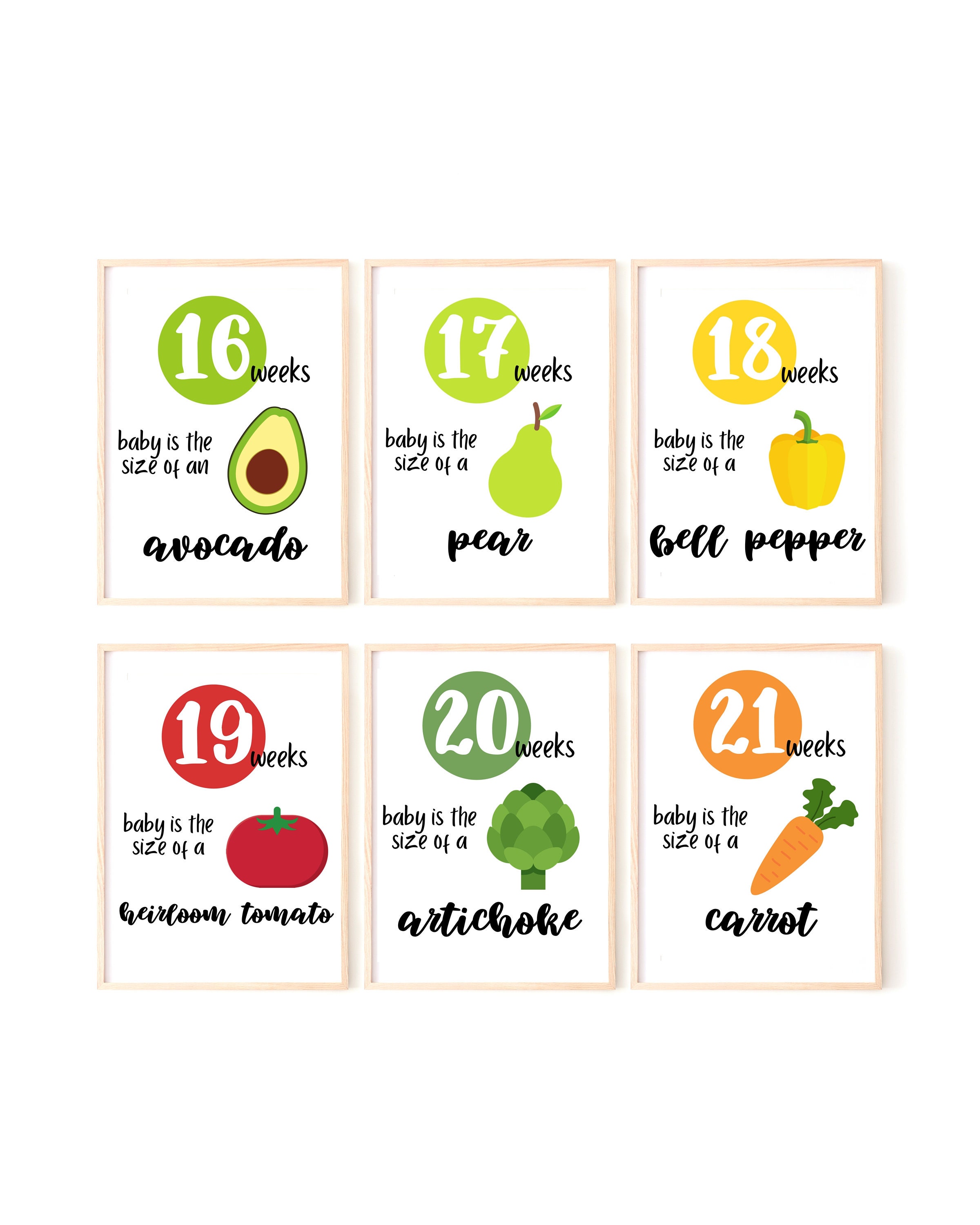Baby Size Weekly Baby Bump Pregnancy Prints, Pregnancy Week by Week ...
