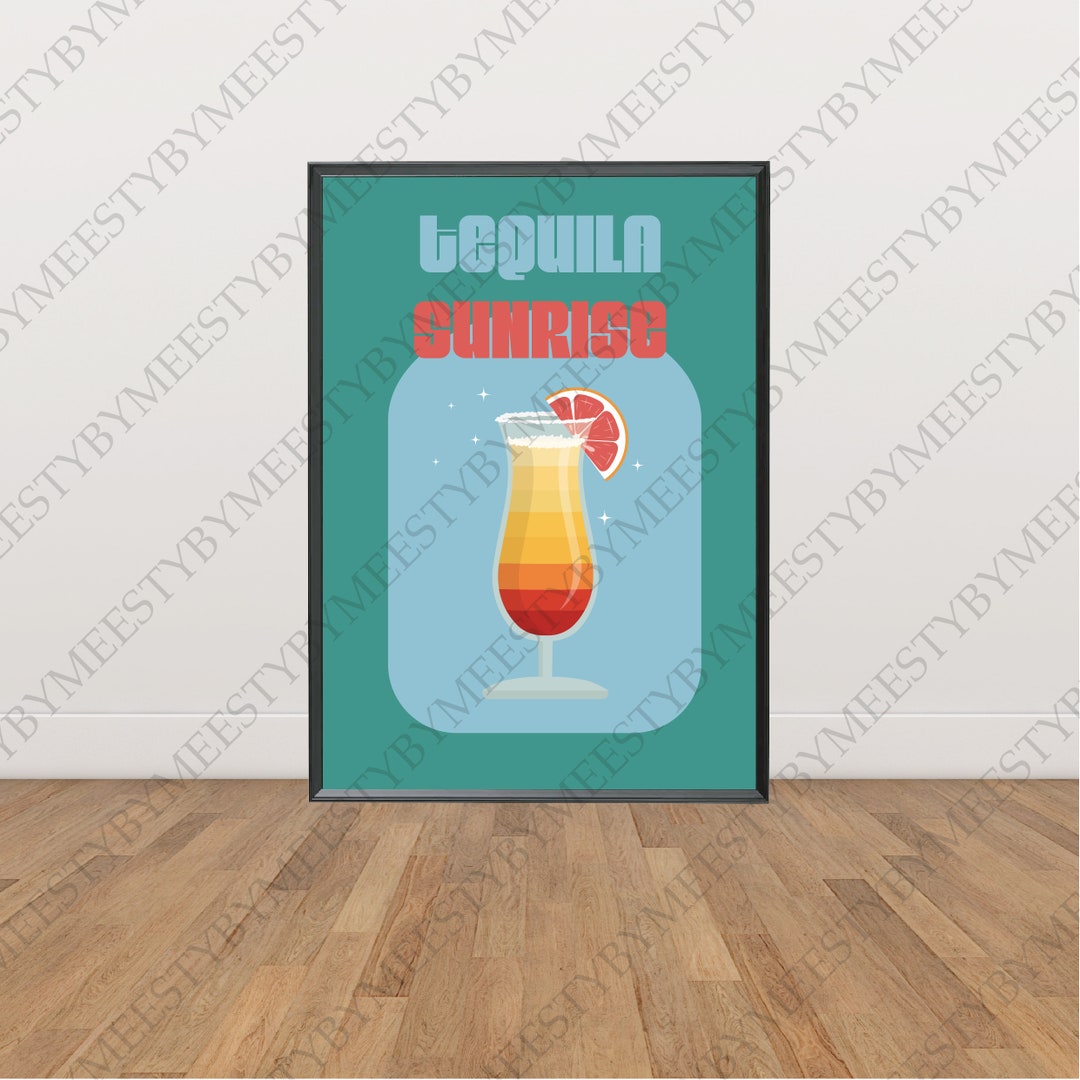 Tequila Sunrise Cocktail Print, DIGITAL DOWNLOAD, Printable, Wall Art ...