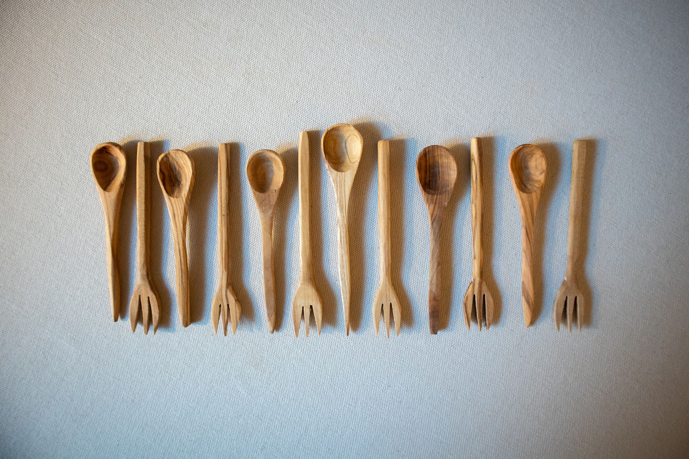 Set 6 Spoons + 6 Forks / MINI Olive Wood Utensils - Etsy