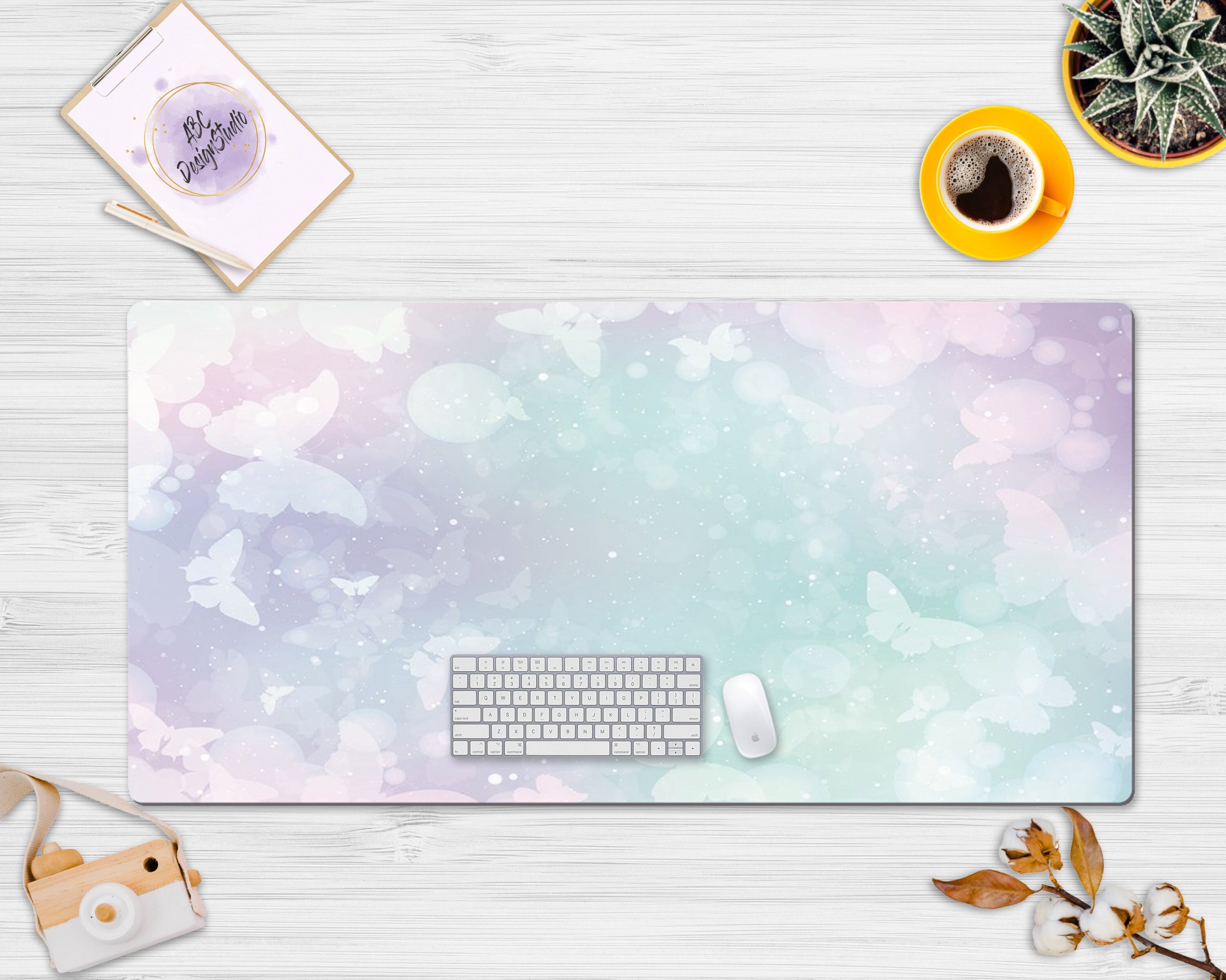 Colored Abstract Butterfly Desk Mat Cute Desk Mat Extra | Etsy