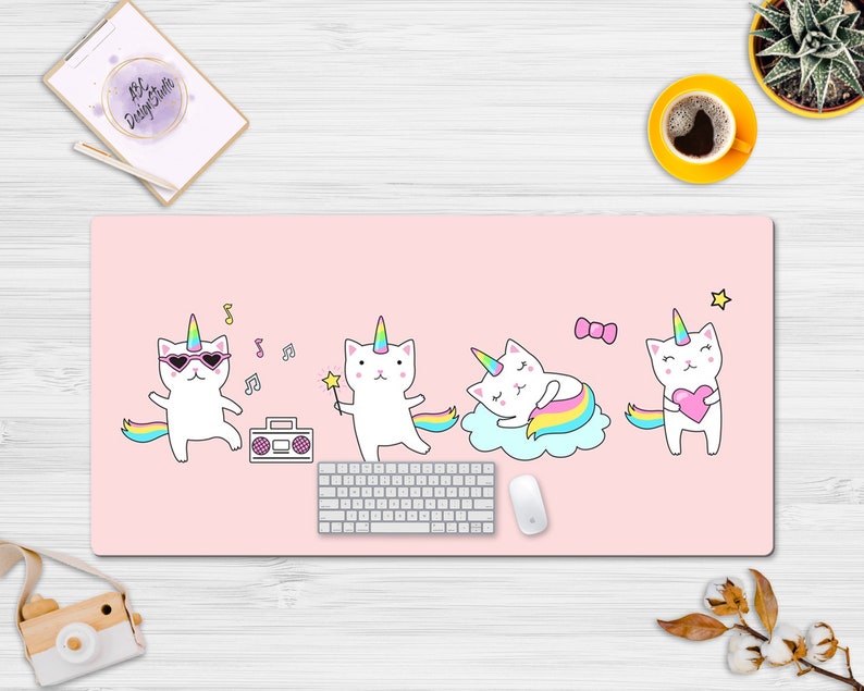 Cute Caticorns Pink Desk Mat Cute Desk Pad Desk Mat Cute - Etsy