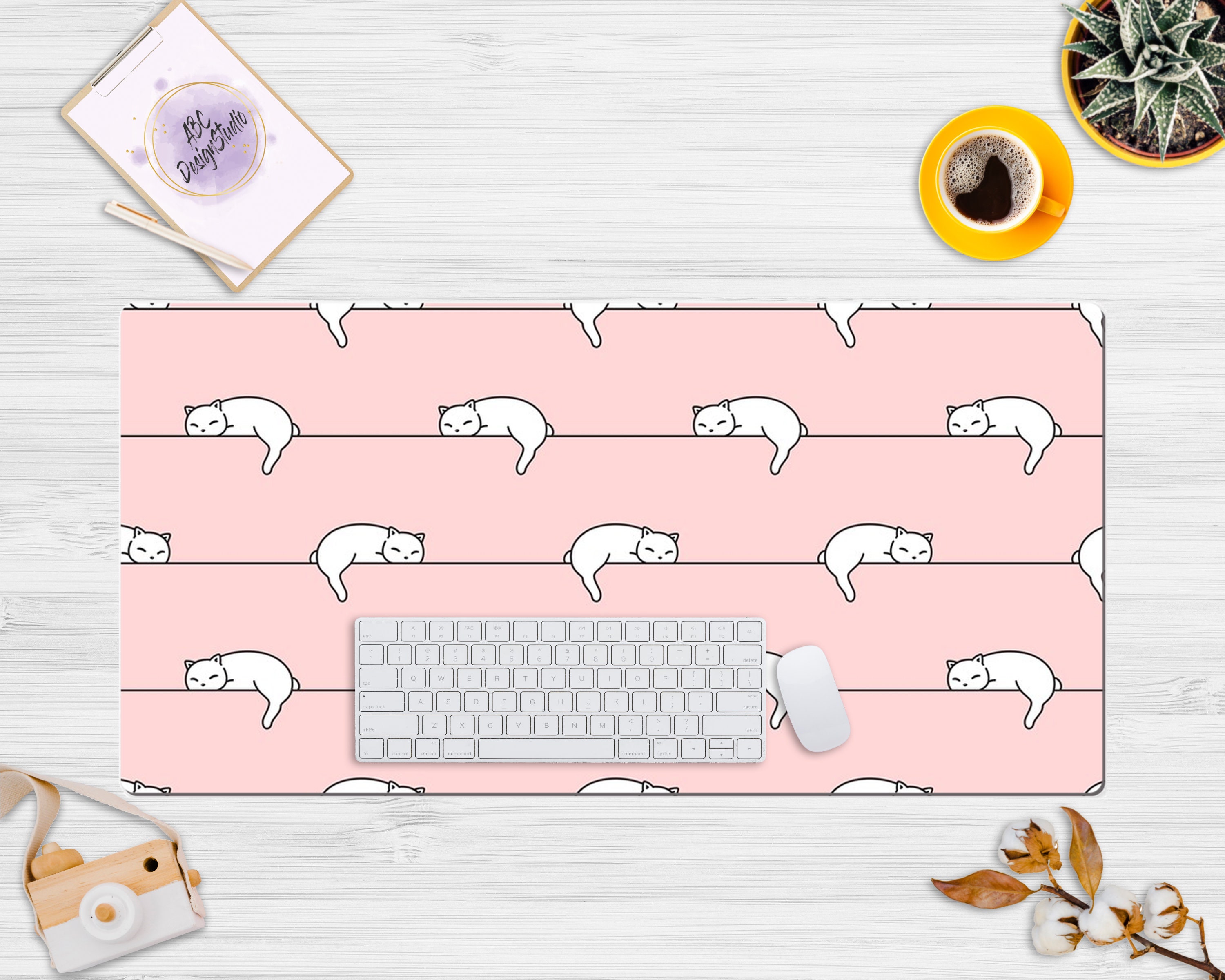 Laying Cats Cute Pink Desk Mat Desk Mat Desk Mat Cute | Etsy