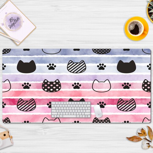 Purple Cute Cats Desk Mat Cute Gaming Desk Pad Large Large - Etsy