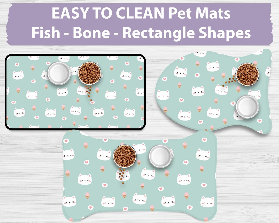 Pastel Green Cute Kawaii Cat Pattern Pet Mat Cute Washable - Etsy