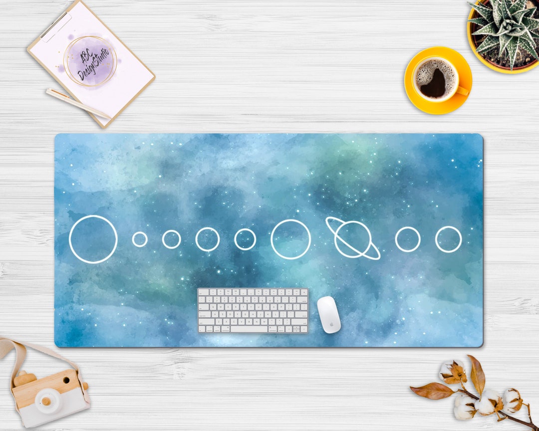 Watercolor Galaxy Background in Neon Desk Mat Cute Large, Cute Desk Pad ...