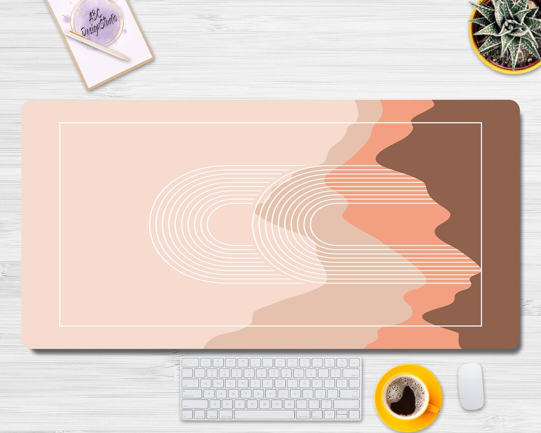 Boho Pastel Abstract Pattern Desk Mat, Aesthetic Desk Decor, Pastel ...