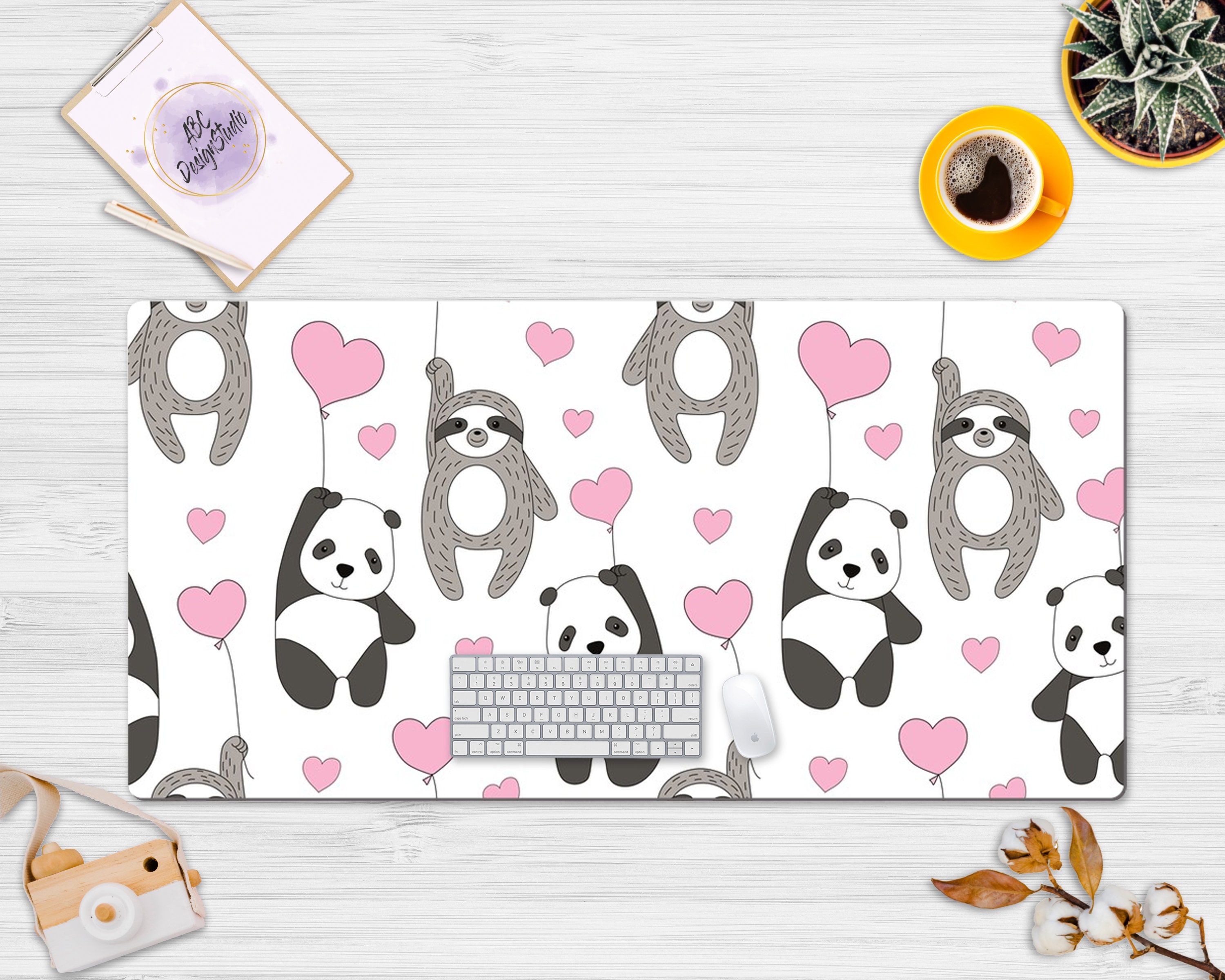 Panda and Sloth Cute Desk Mat Cute Desk Pad Extra Large Desk - Etsy
