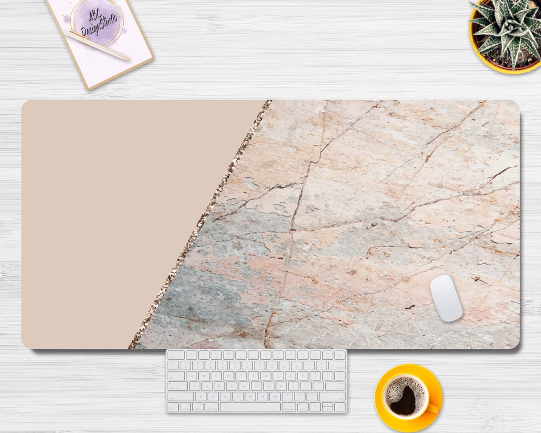 Beige Marble Desk Mat, Desk Mat Extra Large, Aesthetic Desk Mat Cute ...
