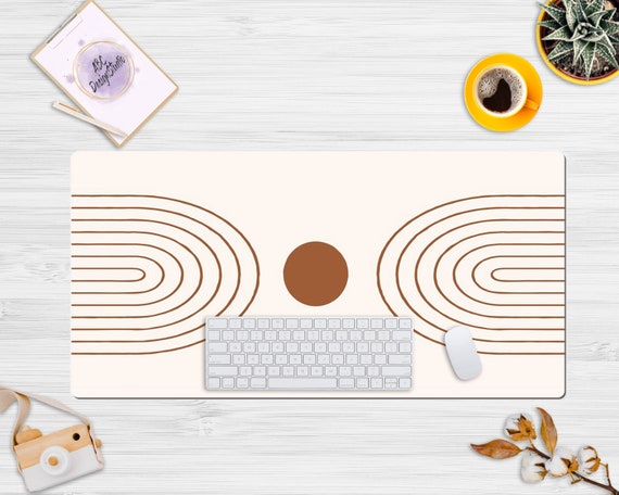 Rainbow and Moon Boho Desk Mat Cute Desk Mat Extra Large | Etsy