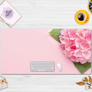 Floral Pink Cute Desk Mat, Cute Desk Pad, Extra Large Desk Mat, Desk ...