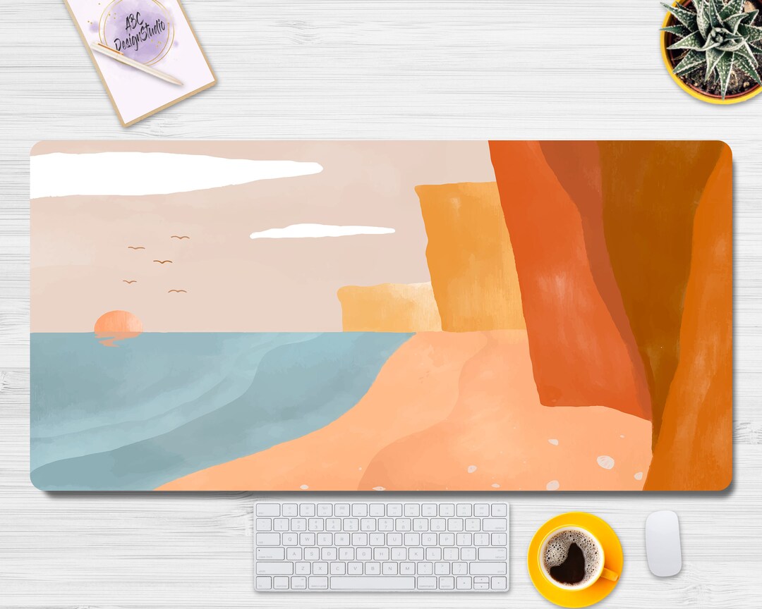 Minimal Boho Pastet Sunset View Desk Mat Boho Desk Mat Cute - Etsy