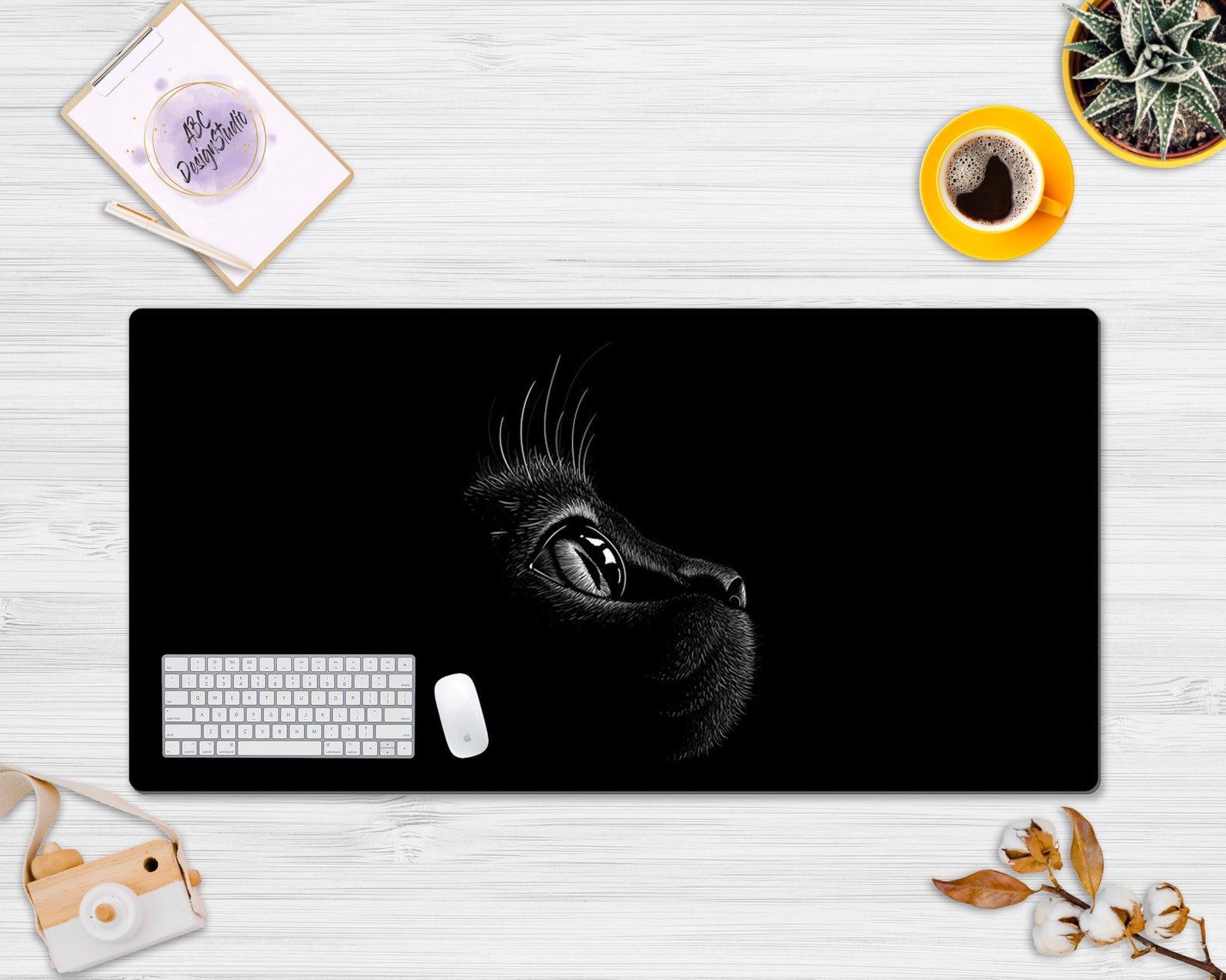 Cute Black Hand Drawn Cat Desk Mat Extra Large Desk Mat - Etsy