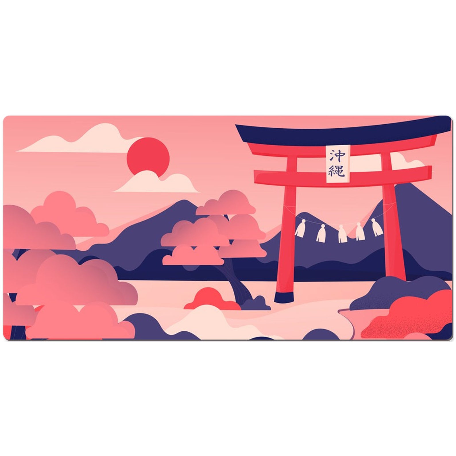 Japanese Torii Gate and Mountains Desk Mat Extra Large Desk | Etsy