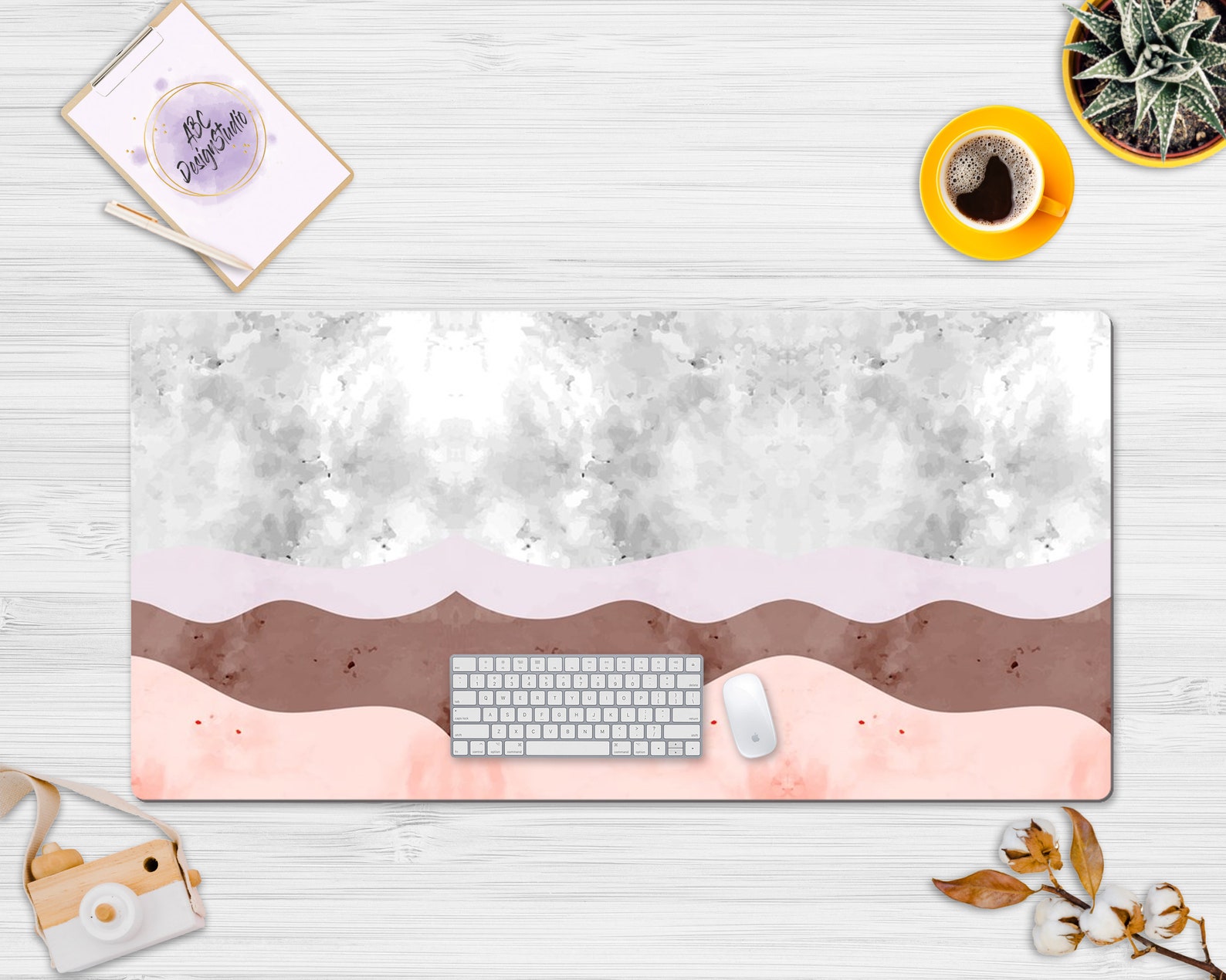 Minimalist Hand Painted Design Desk Mat, Extra Large Desk Mat ...