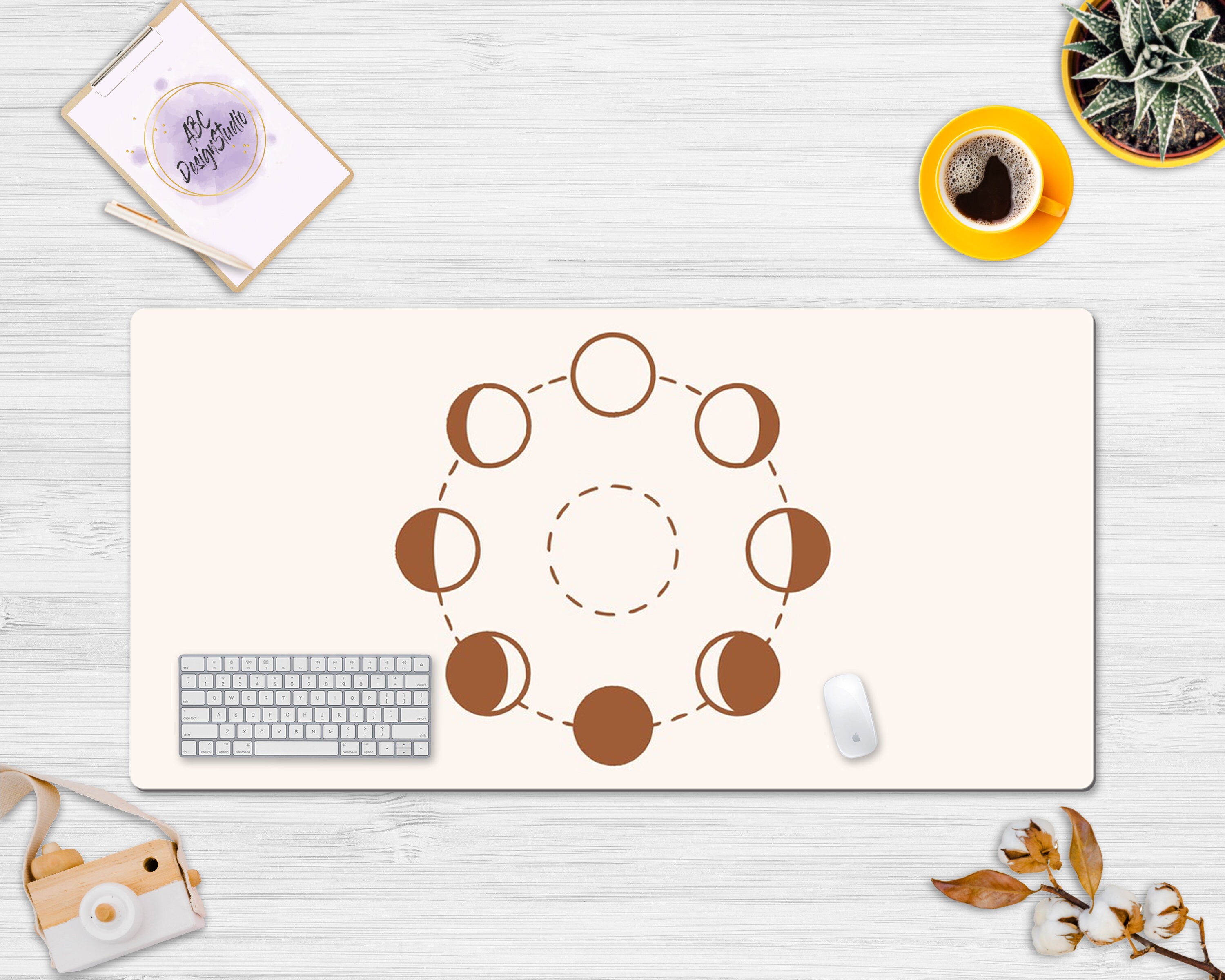 Moon Phases Boho Desk Mat Cute Desk Mat Extra Large Desk - Etsy UK