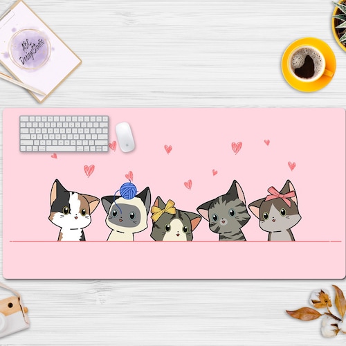 Cute Cat Family Kawaii Desk Mat Cute Desk Mat Extra Large - Etsy
