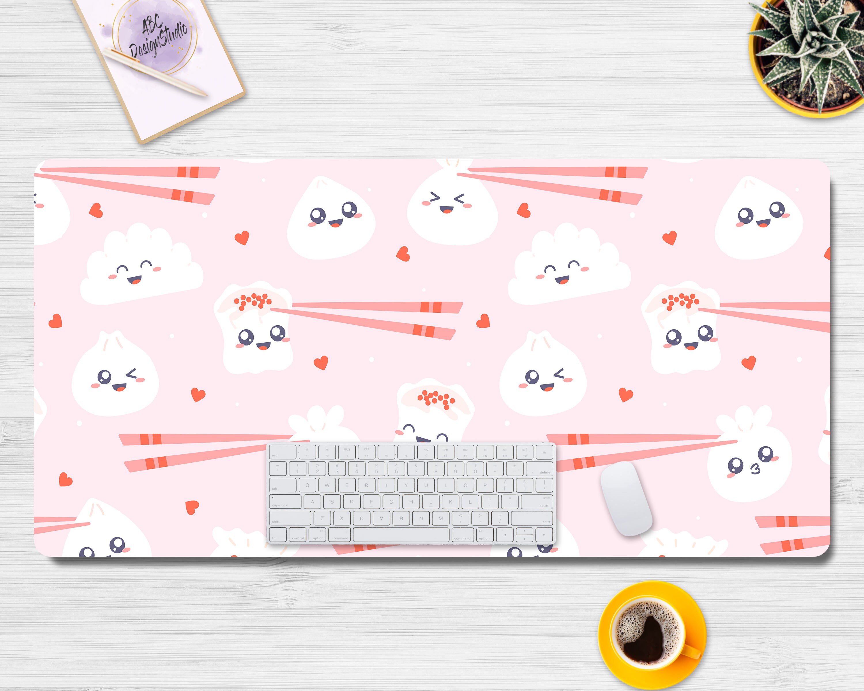 Cute Kawaii Pink Desk Mat Japanase Sushi Pattern Desk Mat | Etsy